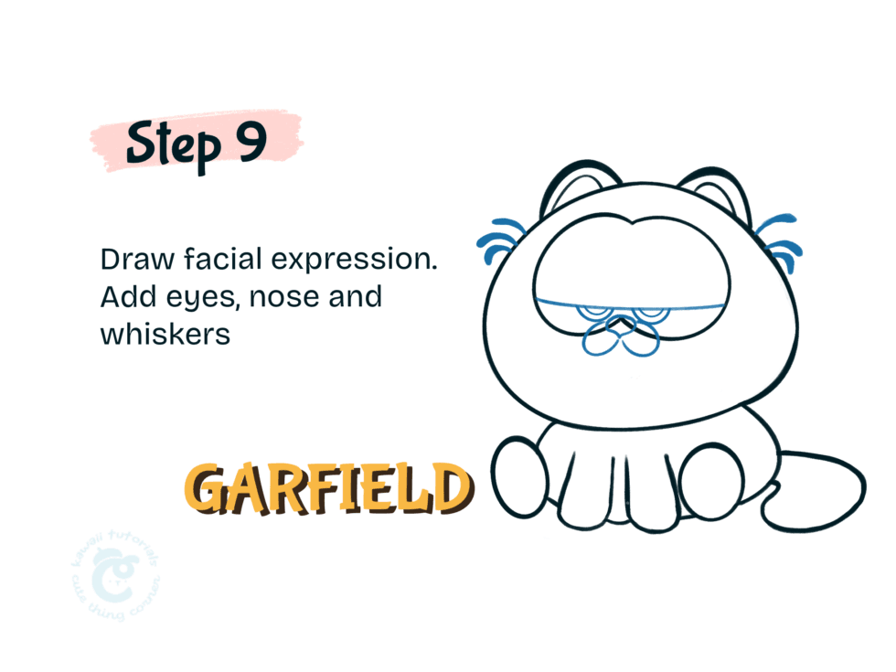 How to Draw a Baby Garfield Disgusted (Step-by-step)