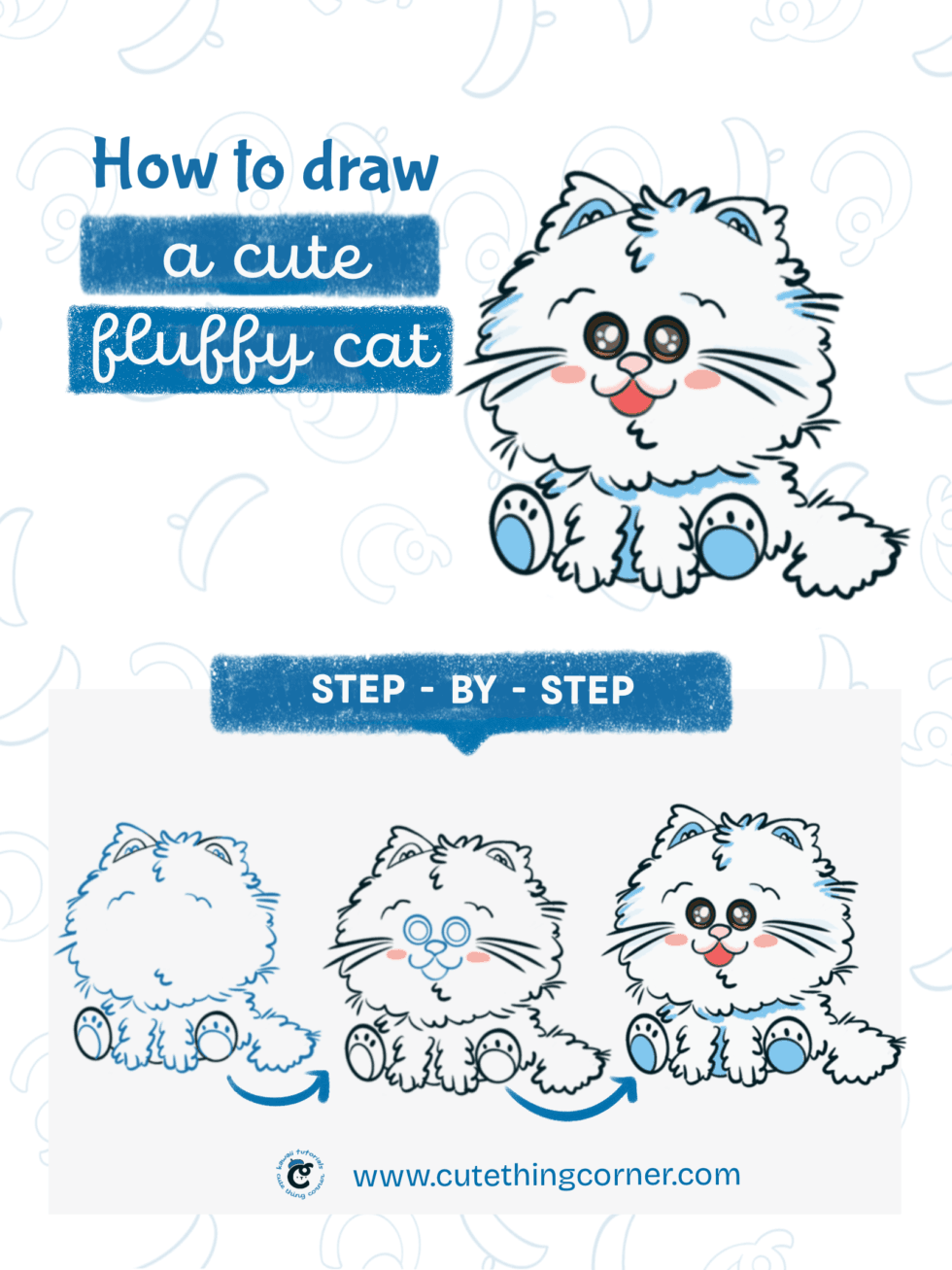 How to Draw a cute Fluffy Cat (Step-by-step)