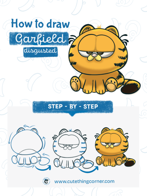 How to Draw a Baby Garfield Disgusted (Step-by-step)