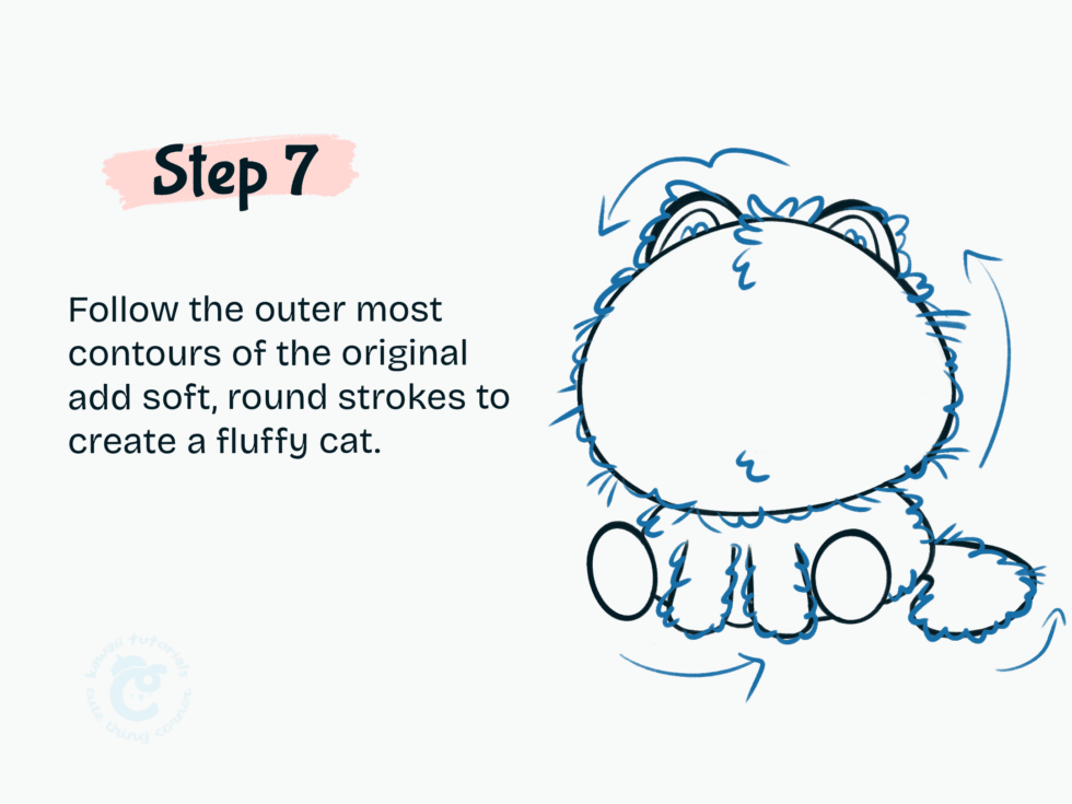 How to Draw a cute Fluffy Cat (Step-by-step)