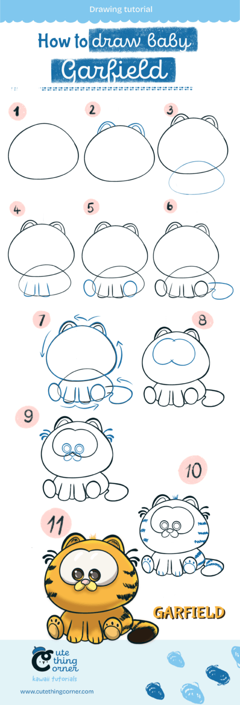 How to Draw a Baby Garfield (Step-by-step)
