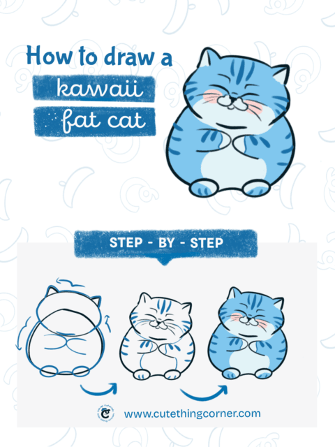 How to draw a Cute Fat Cat (Step-by-step)