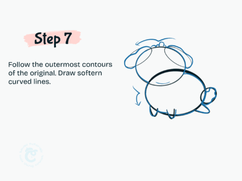 How to draw a Kawaii Fat Dog (Step-by-step)
