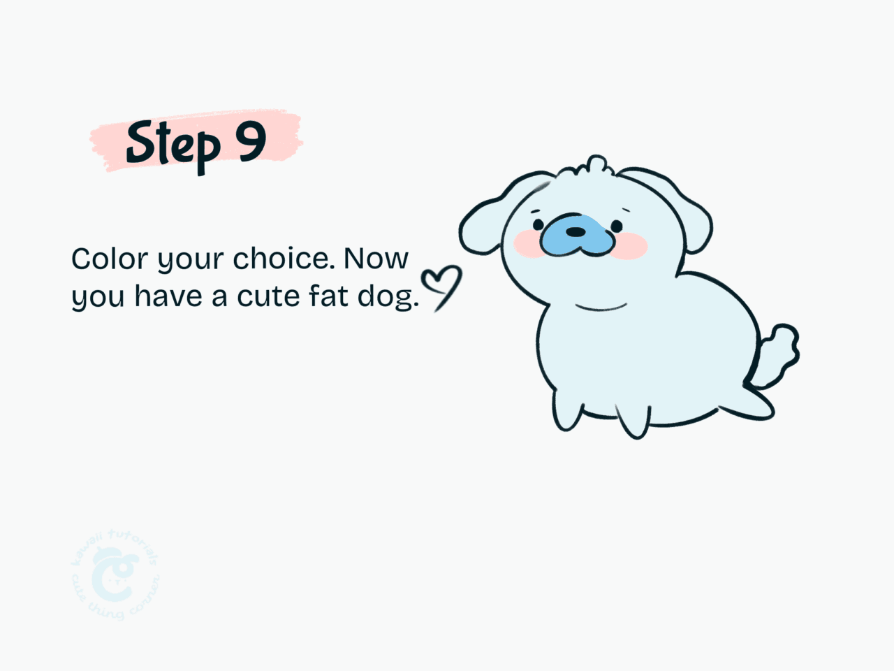 How to draw a Kawaii Fat Dog (Step-by-step)