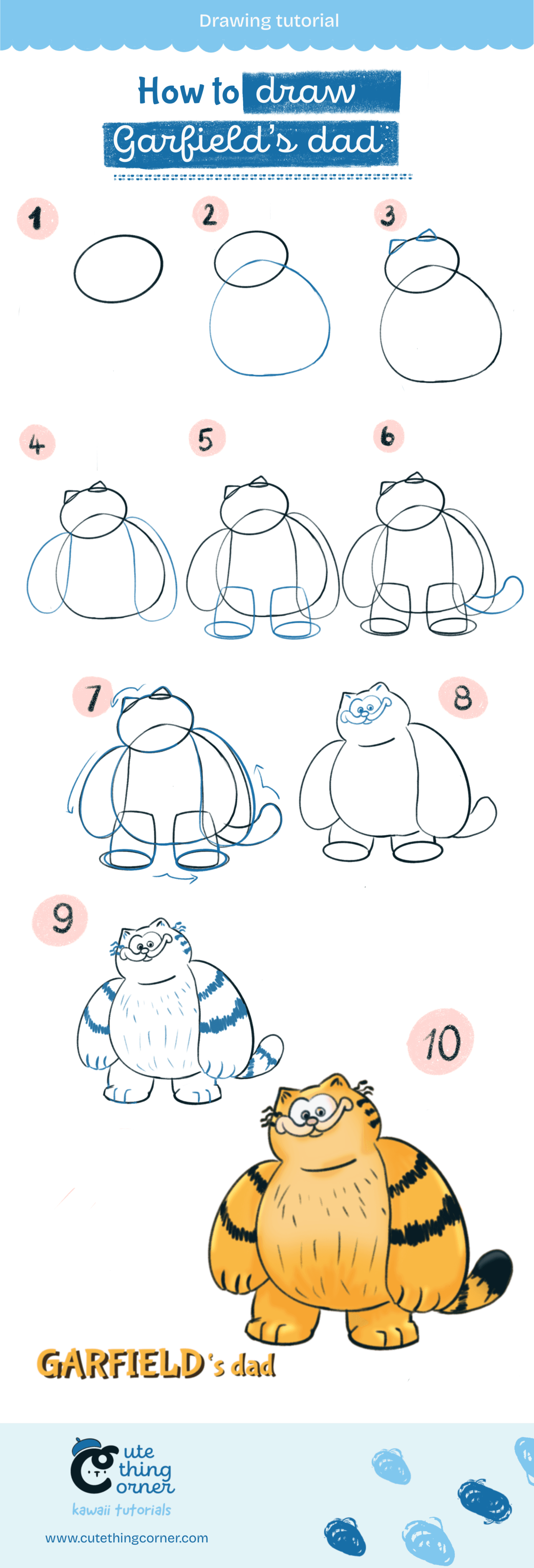 How to draw Vic from Garfield (Step-by-step)