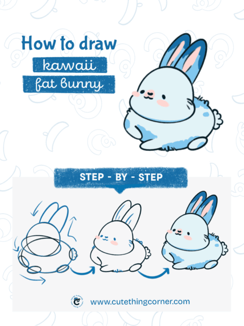 How to draw a cute fat bunny (Step-by-step)
