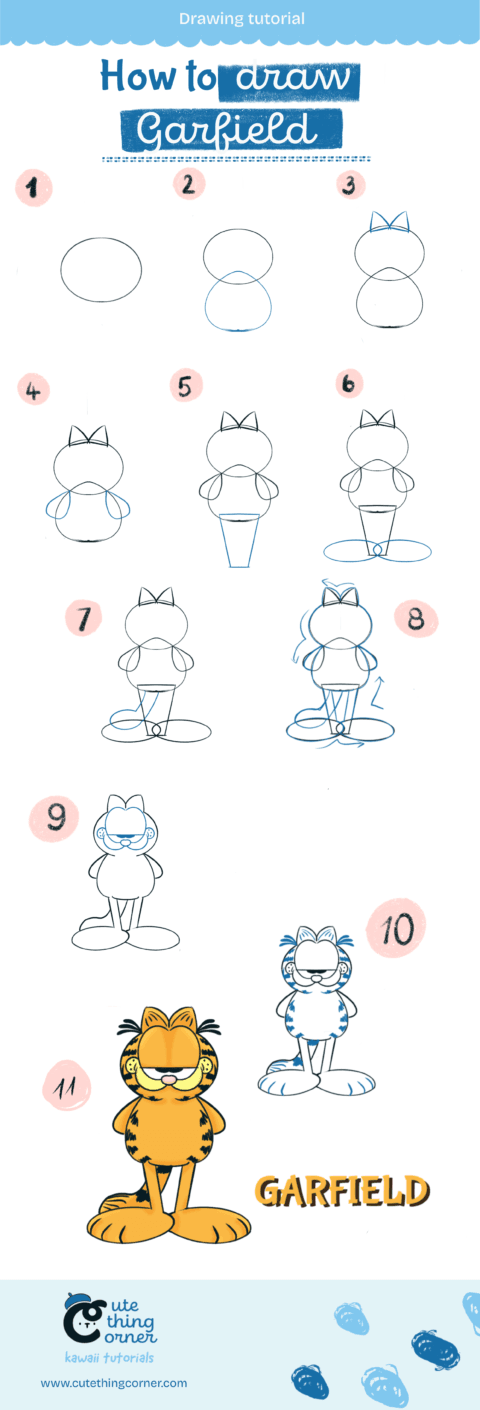 How to Draw Garfield (Step-by-step)