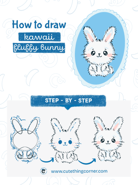 How to draw a cute fluffy bunny (Step-by-step)