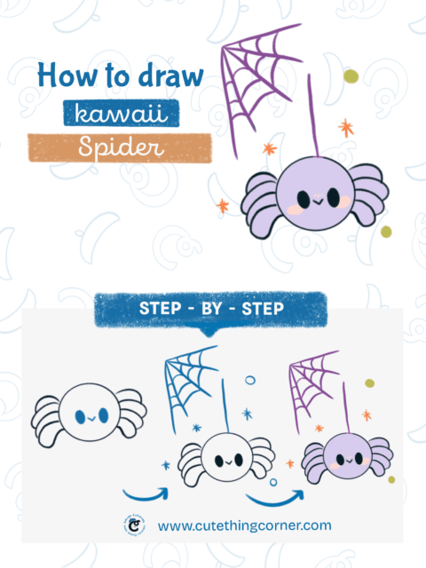 How to draw a cute spider (Step-by-step)