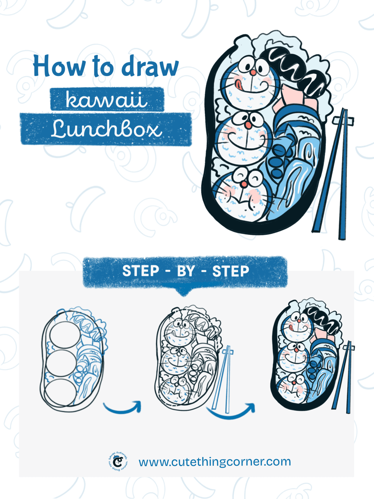 How to draw cute Doraemon's lunchbox (Step-by-step)