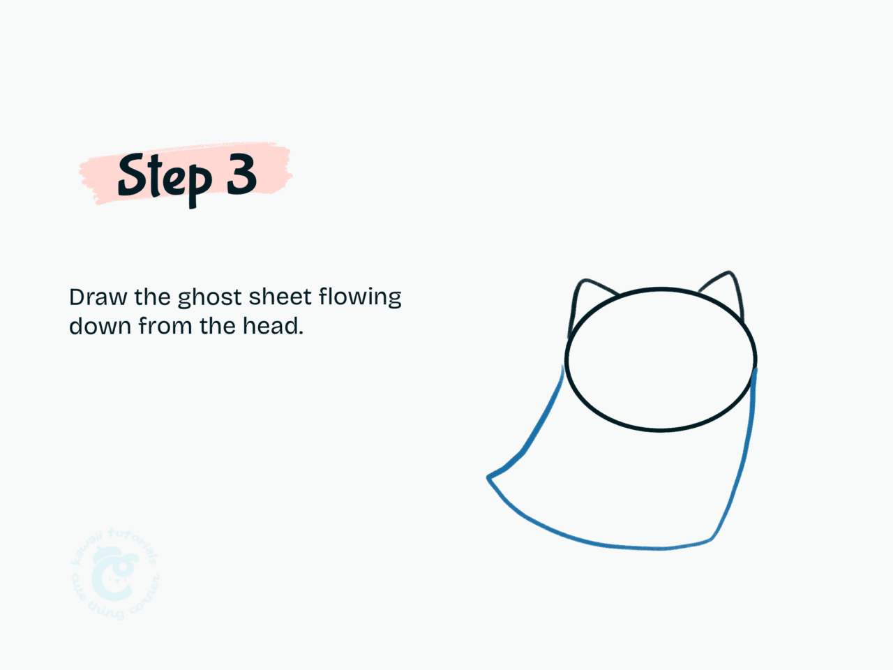 How to draw a cute ghost cat (Step-by-step)