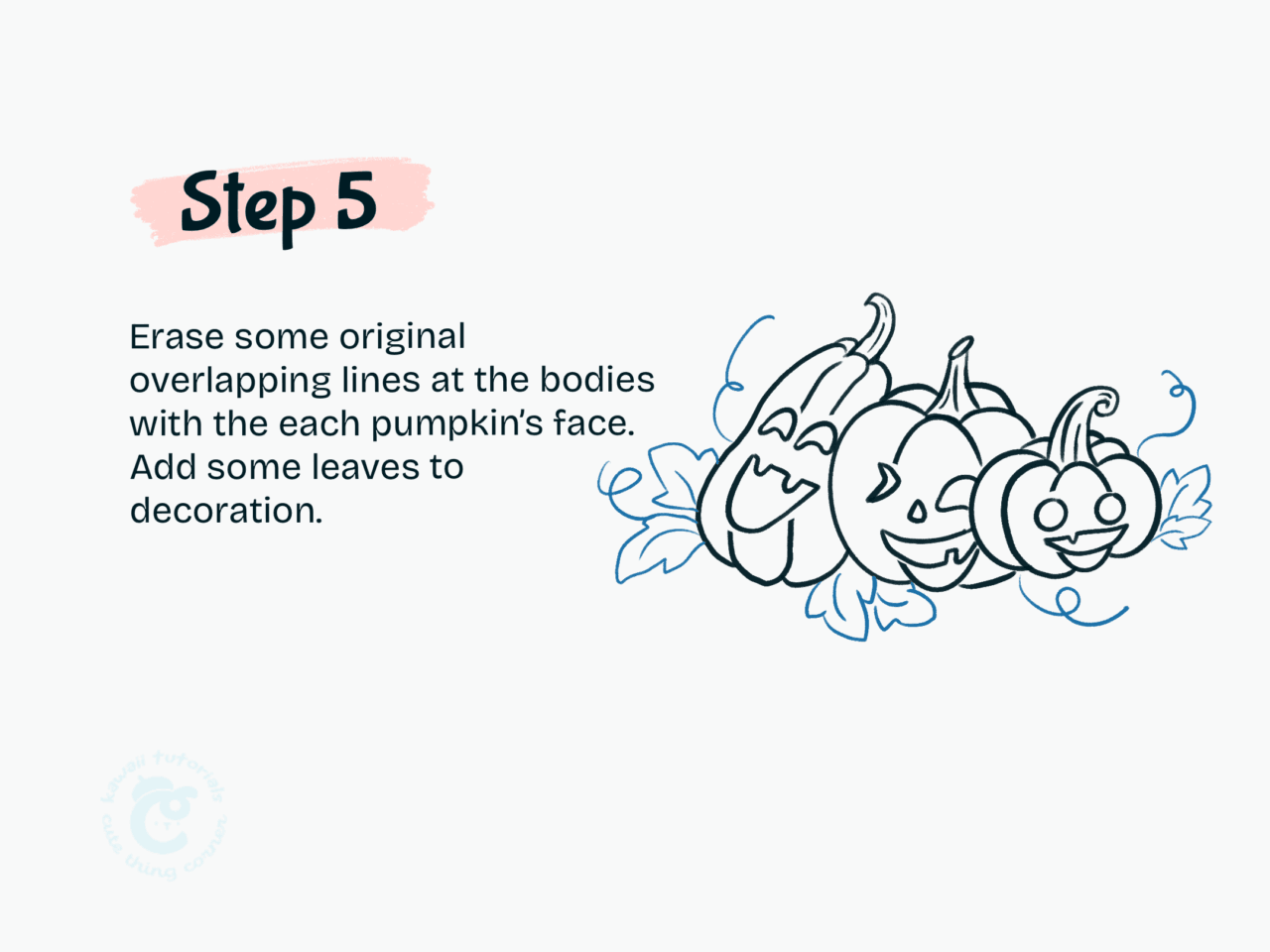 How to draw cute pumpkin stacks (Step-by-step)