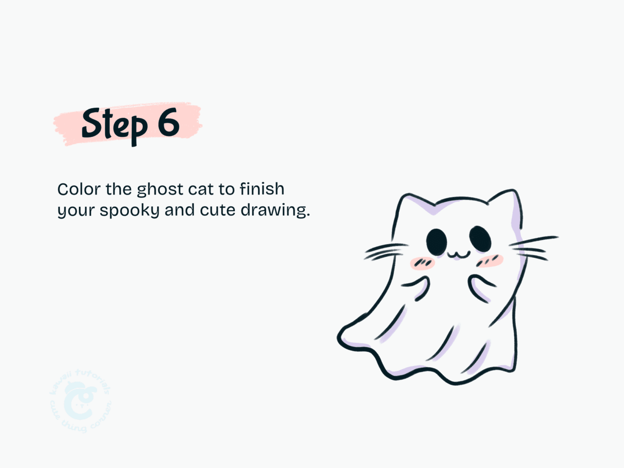 How to draw a cute ghost cat (Step-by-step)