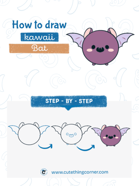 How to draw a cute bat (Step-by-step)
