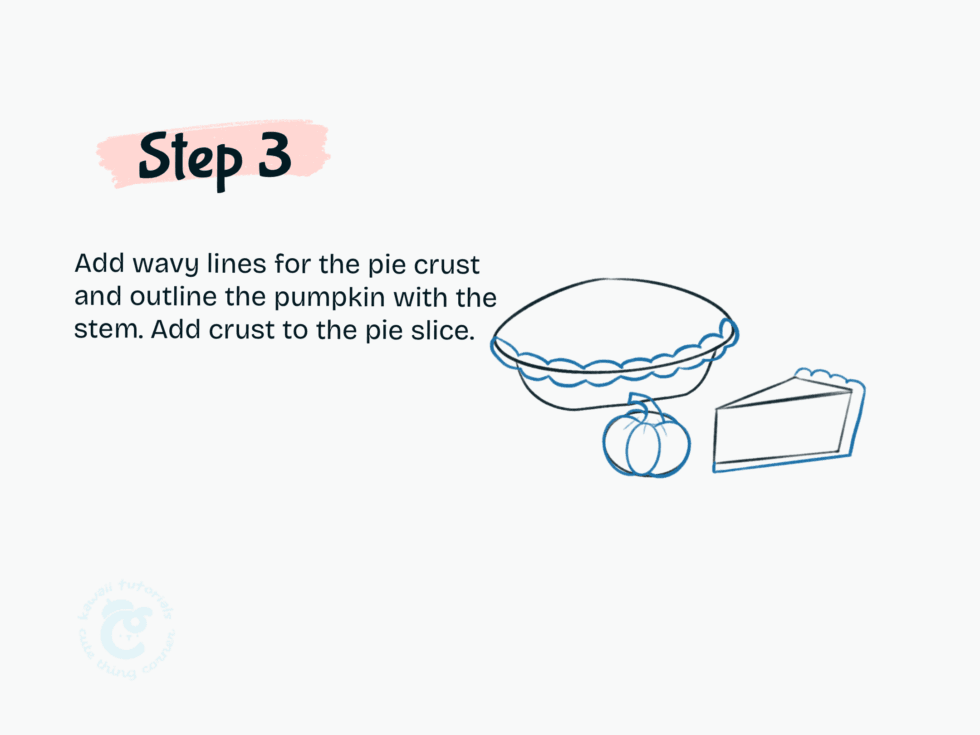 How to draw a kawaii pumpkin pie (Step-by-step)