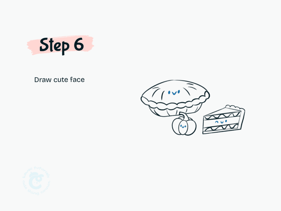 How to draw a kawaii pumpkin pie (Step-by-step)