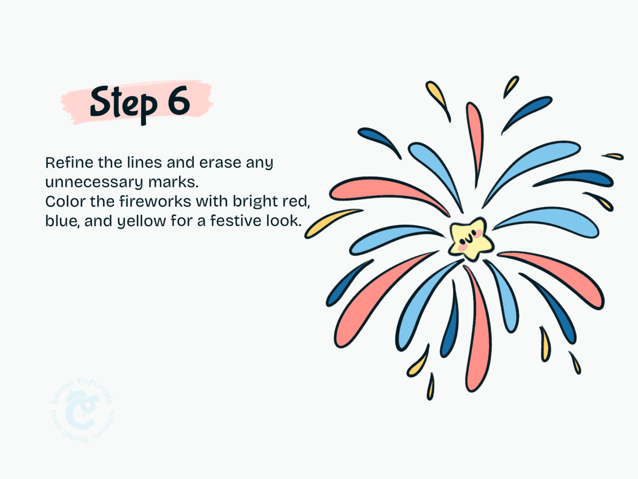 How to Draw Cute Fireworks (Step-by-step)