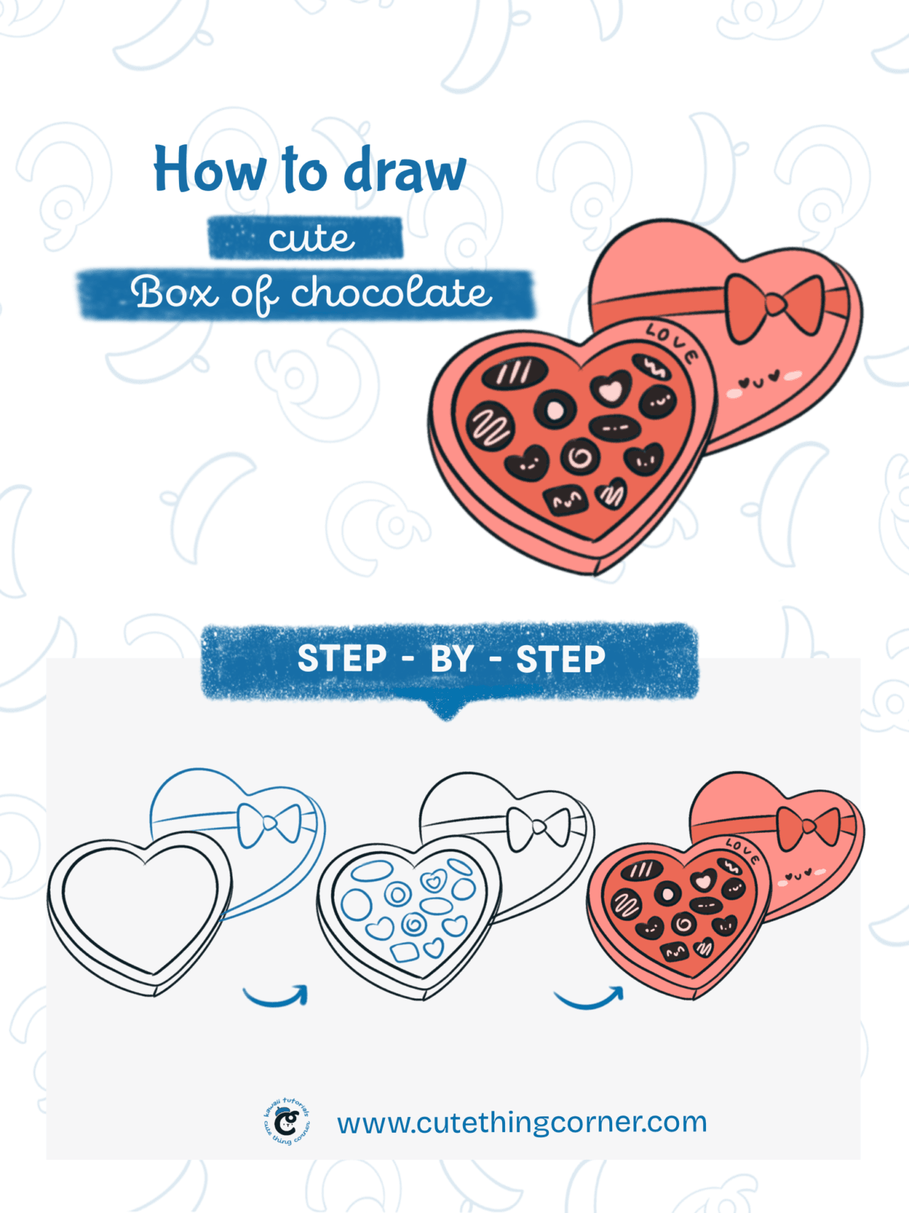 How to Draw Kawaii Box of Chocolate (Step-by-step)