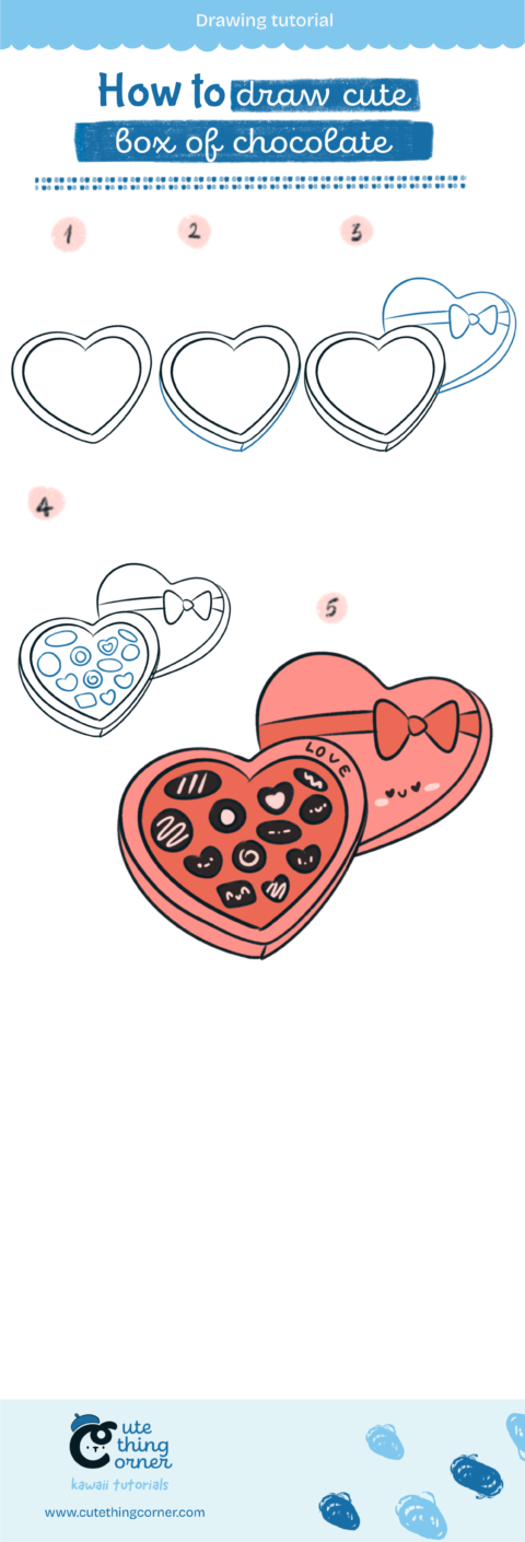 How to Draw Kawaii Box of Chocolate (Step-by-step)