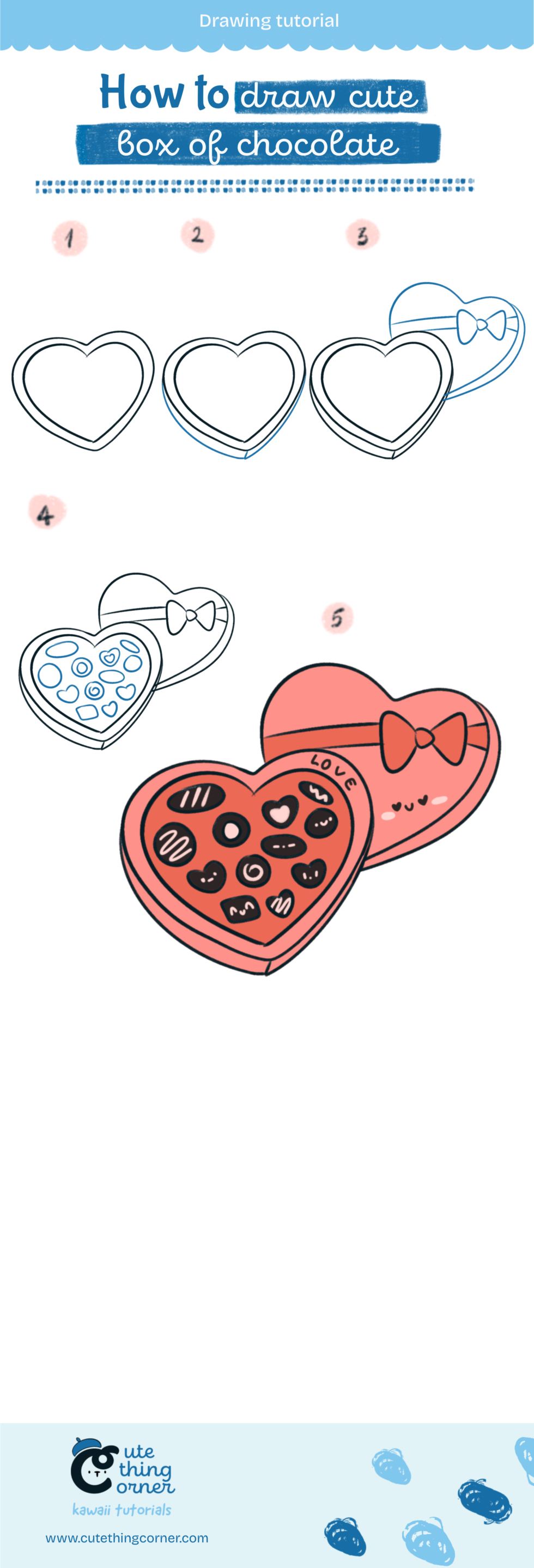 How to Draw Kawaii Box of Chocolate (Step-by-step)