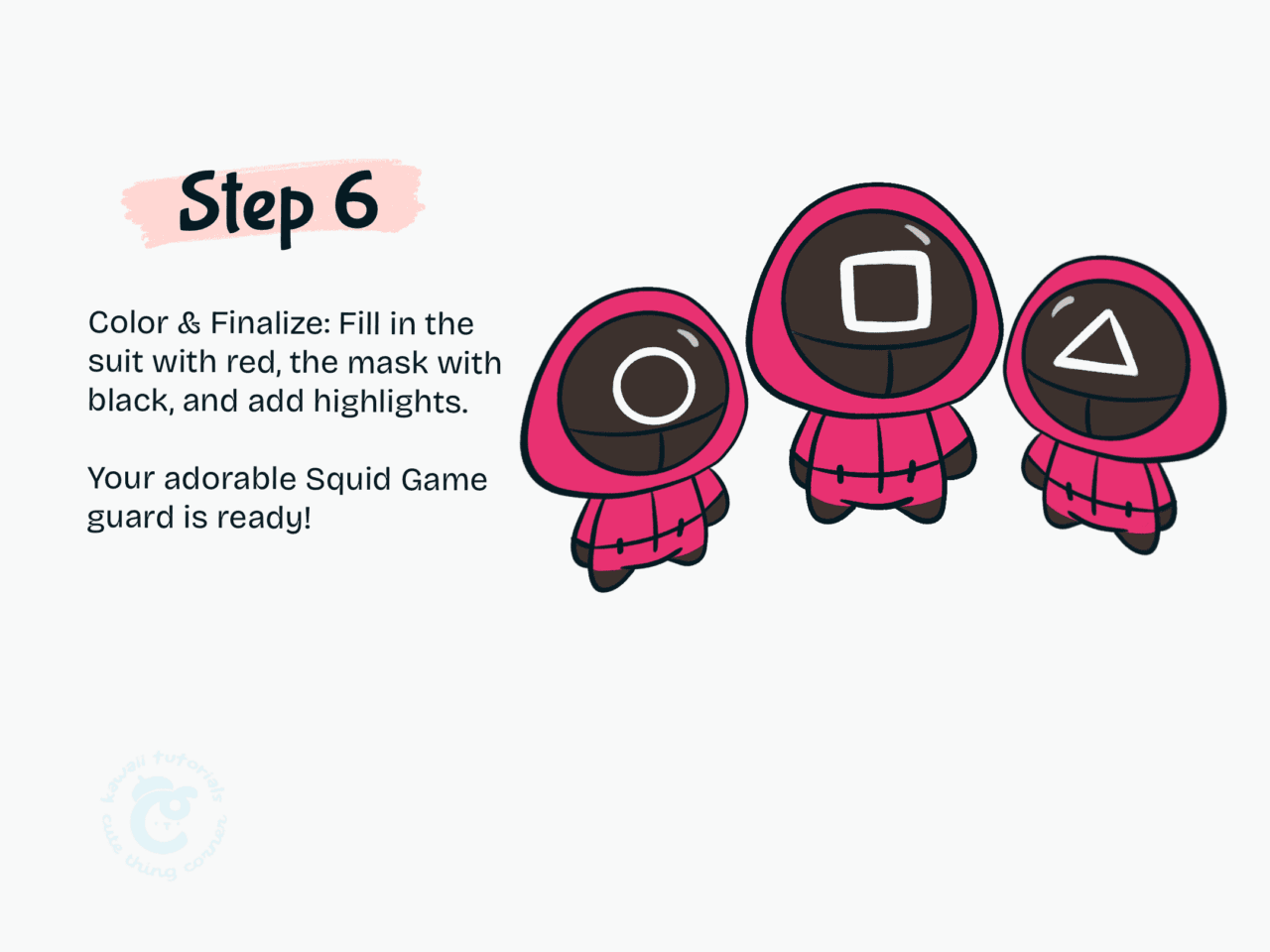 How to Draw cute Squidgame Guard (Step-by-step)