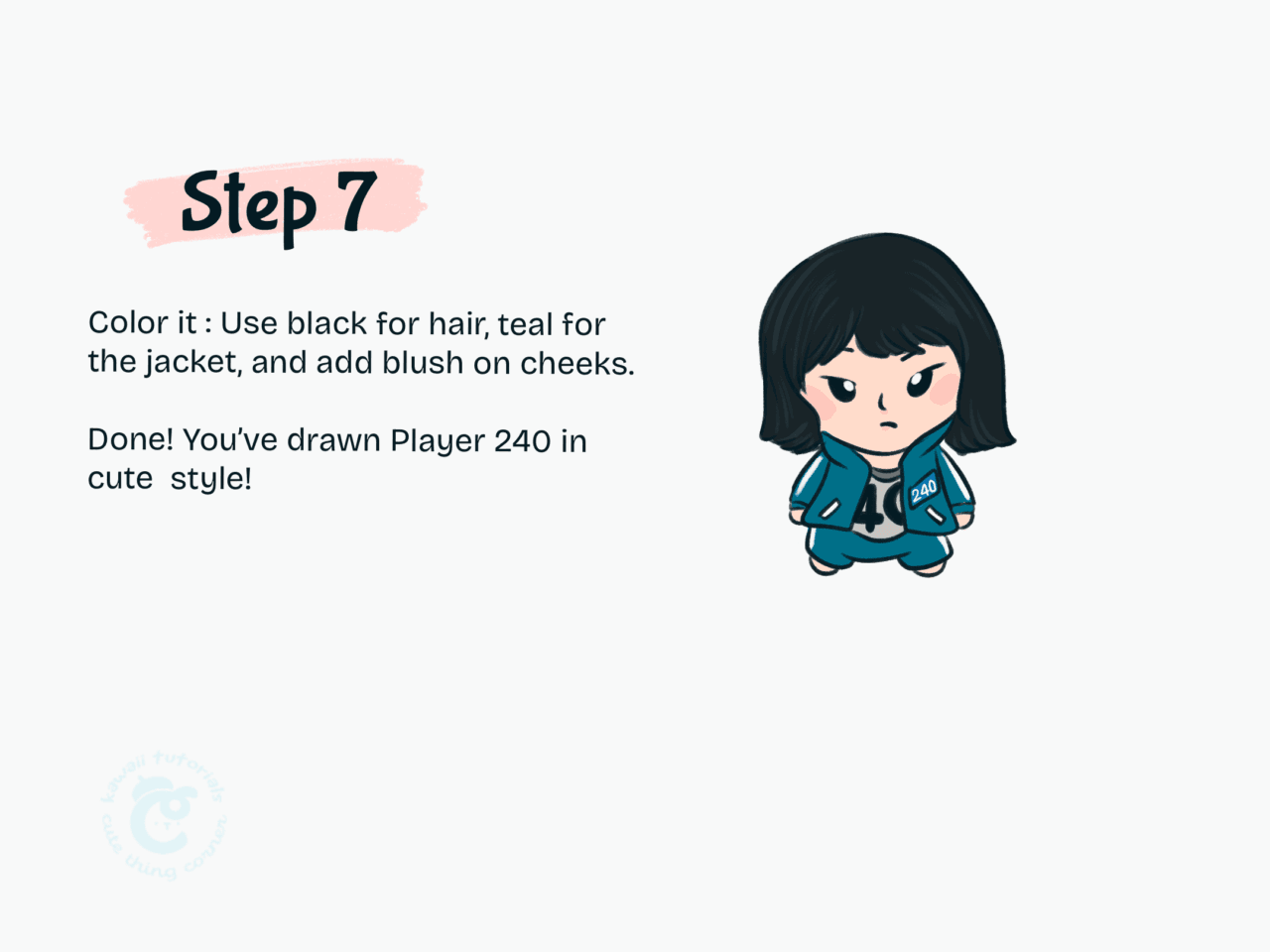 How to Draw Cute Player 240 from Squid Game (Step-by-Step)