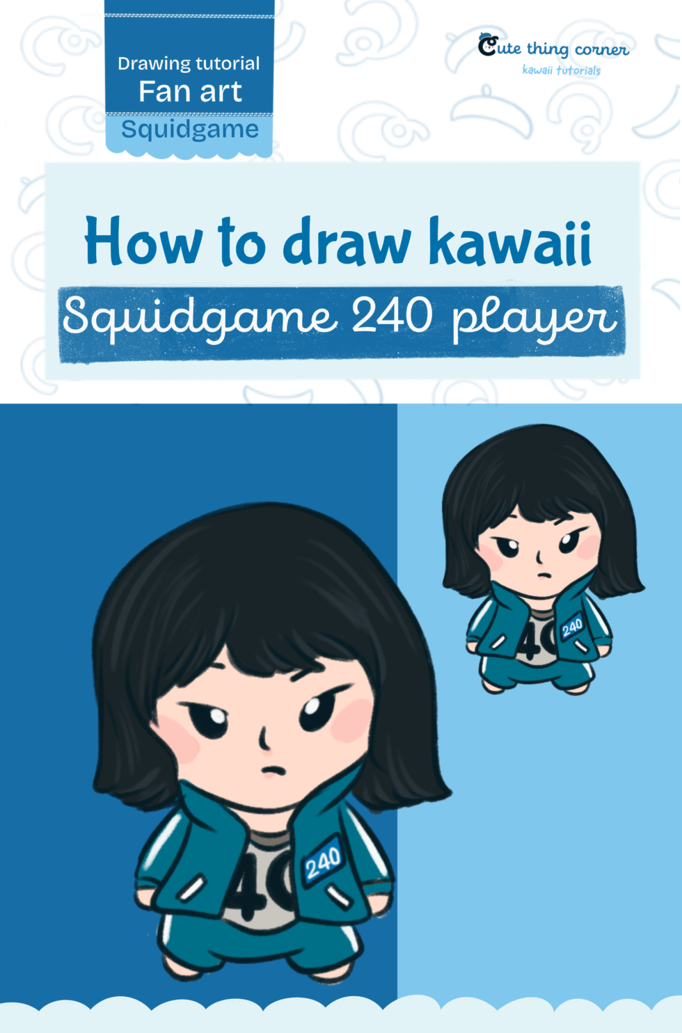 How to Draw Cute Player 067 from Squid Game (Step-by-step)