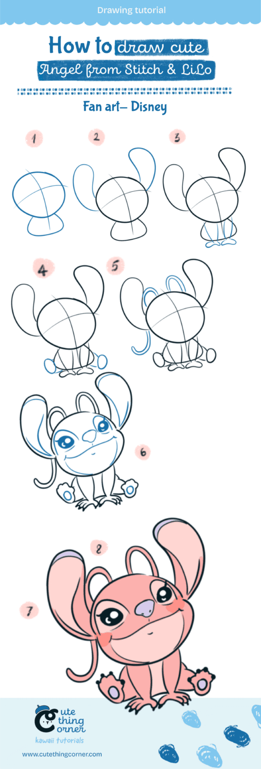 How to Draw Angel From Stitch and Lilo (Step-by-step)