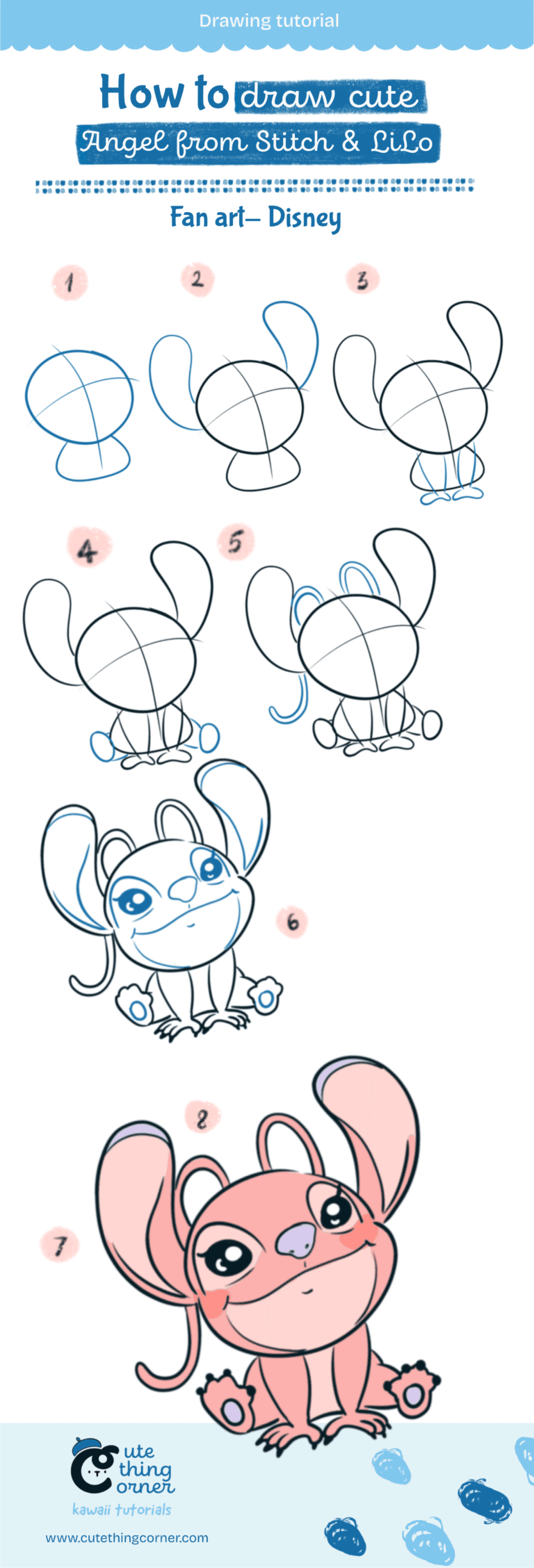 How to Draw Angel From Stitch and Lilo (Step-by-step)