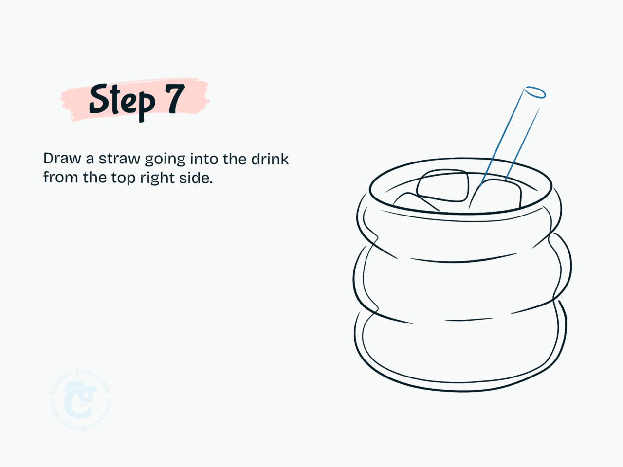 How to Draw Iced Matcha Latte (Step-by-step)