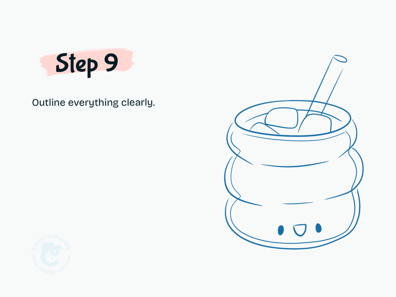 How to Draw Iced Matcha Latte (Step-by-step)